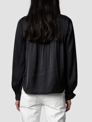 Zadig&Voltaire Tilan Satin Long-sleeve Blouse