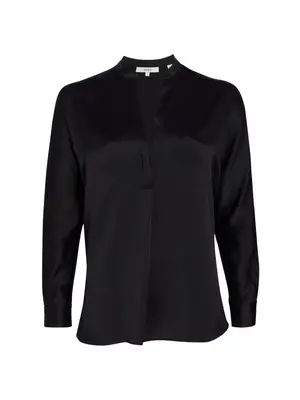 Vince Silk Long-sleeve Blouse Black