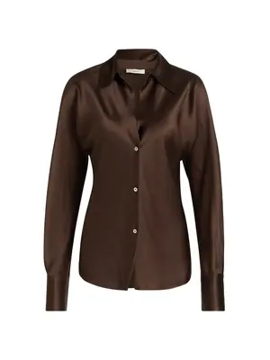 Vince Silk Long-sleeve Blouse - Espresso