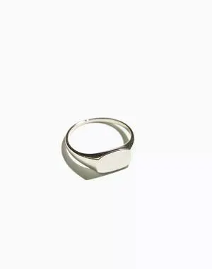Madewell Mw Iris 1956 Jewelry Hammered Signet Ring - Silver
