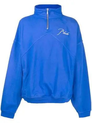 Rhude Embroidered Logo Half-zip Sweatshirt - Blue