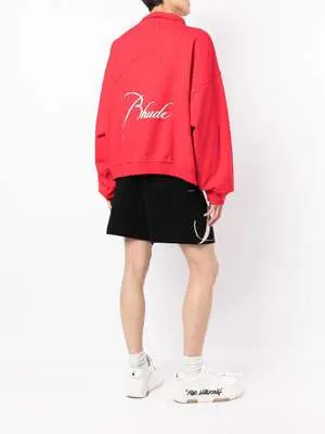 Rhude Embroidered Half-zip Sweatshirt - Red