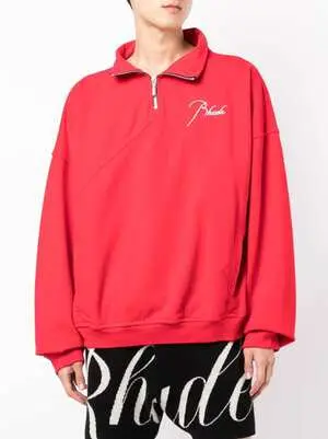 Rhude Embroidered Half-zip Sweatshirt - Red
