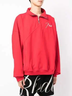 Rhude Embroidered Half-zip Sweatshirt - Red