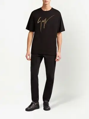 GIUSEPPE ZANOTTI Rhinestone-embellished Logo T-shirt