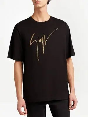 GIUSEPPE ZANOTTI Rhinestone-embellished Logo T-shirt