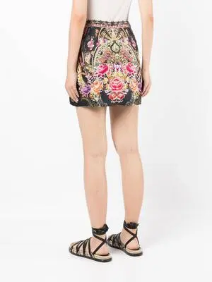 Camilla Baroque-print Mini Skirt
