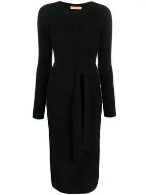 YVES SALOMON Ribbed-knit Midi Dress - Black