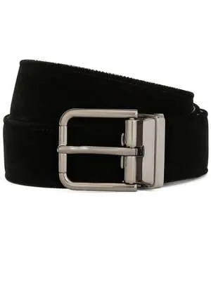 Dolce & Gabbana Buckled Velvet Belt - Black