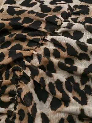 GANNI Leopard-print Ruched Mini Dress - Brown