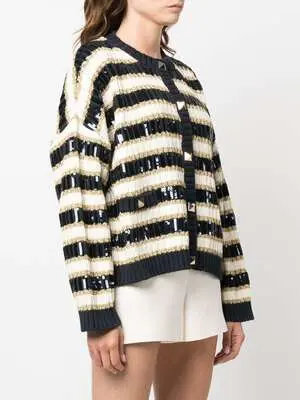 Valentino Garavani Rockstud Sequinned Cardigan - Neutrals