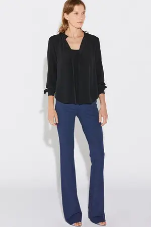 CALLAS MILANO Olympia Silk Crewneck Top - Black