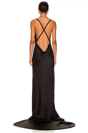 Norma Kamali Cross Back Bias Gown - Black