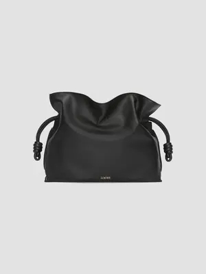 Loewe Flamenco Knot Leather Shoulder Bag - Black