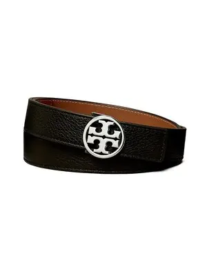 Tory Burch Miller Reversible Leather Belt Black Silver