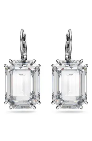 SWAROVSKI Millenia Octagon Crystal Drop Earrings - Silver