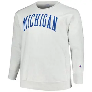 Champion Michigan Wolverines Big & Tall Reverse Weave Fleece Crewneck Pullover Sweatshirt
