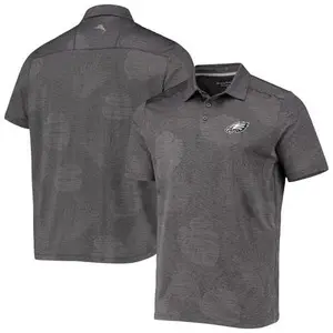 Tommy Bahama Gray Philadelphia Eagles Palm Coast Delray Frond Allover Islandzone Polo - Charcoal