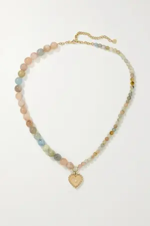 SYDNEY EVAN Large Scallop Heart Necklace - Pink