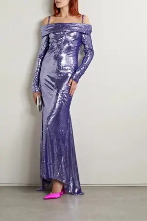 Attico Fanny Cold-shoulder Gown