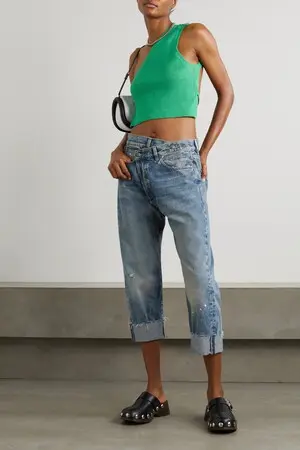 R13 Crossover Asymmetric High-rise Wide-leg Jeans