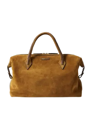METIER Perriand City Braided Leather-trimmed Suede Tote - Brown