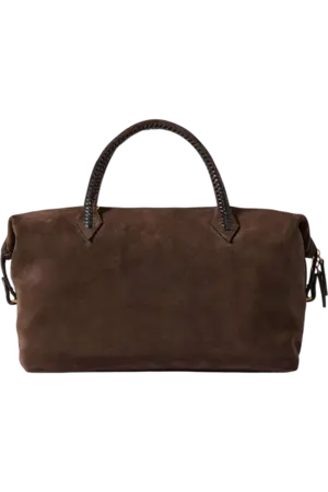 METIER Perriand City Braided Leather-trimmed Suede Tote - Chocolate