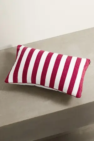 Loro Piana Striped Cotton-terry And Linen Beach Pillow - Red
