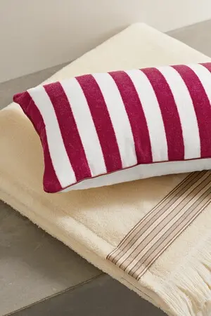 Loro Piana Striped Cotton-terry And Linen Beach Pillow - Red