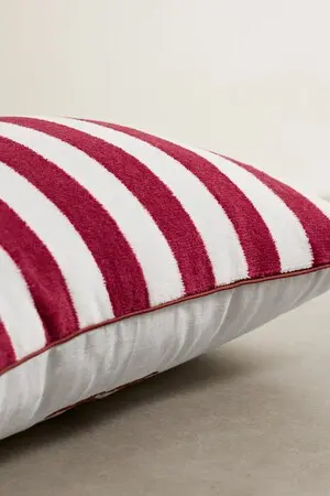 Loro Piana Striped Cotton-terry And Linen Beach Pillow - Red