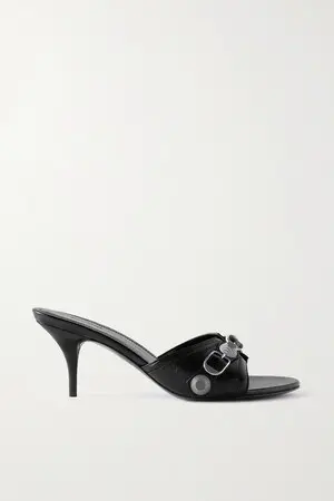 Balenciaga Cagole Studded Leather Mules - Black