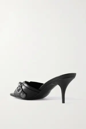 Balenciaga Cagole Studded Leather Mules - Black