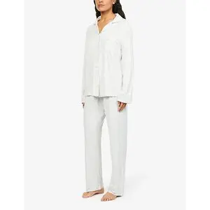 THE NAP CO All-over Pattern Piped Stretch-jersey Pyjama Set - Grey Marl