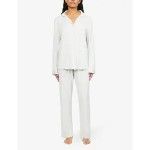 THE NAP CO All-over Pattern Piped Stretch-jersey Pyjama Set - Grey Marl