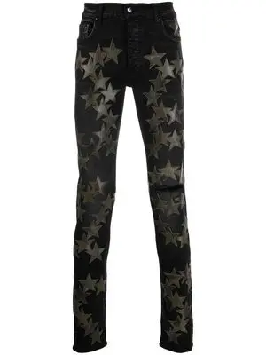 Amiri Star-Patch Detail Skinny Jeans - Black | Editorialist