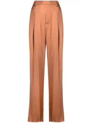 Brunello Cucinelli High-waisted Silk Trousers - Orange