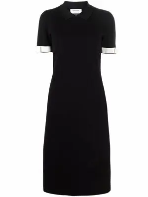 Thom Browne Bow-detail Knitted Polo Dress - Black