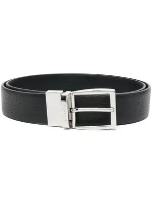 Canali Pebbled Leather Belt - Black