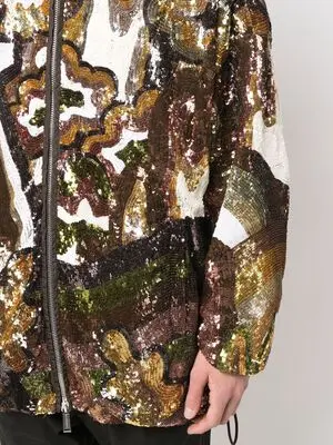 Dsquared2 Sequined Abstract Print Zip-up Hooded Jacket