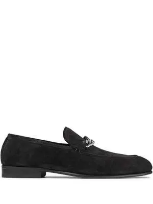 JIMMY CHOO Marti Reverse Suede Loafers - Black