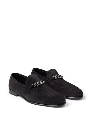 JIMMY CHOO Marti Reverse Suede Loafers - Black