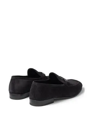 JIMMY CHOO Marti Reverse Suede Loafers - Black