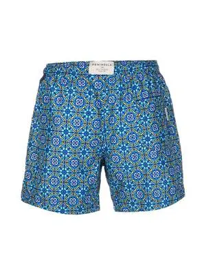 PENINSULA SWIMWEAR Graphic-print Swim Shorts - Blue