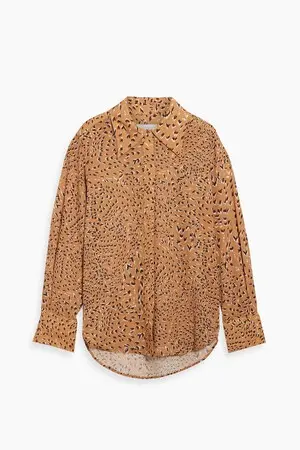 Simkhai Abbie Printed Crepe Shirt - Light Brown