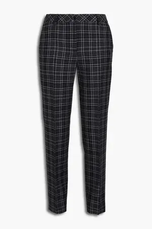 Moschino Checked Woolblend Tapered Pants - Black