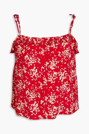 Ba&sh Floralprint Crepe De Chine Top - Red