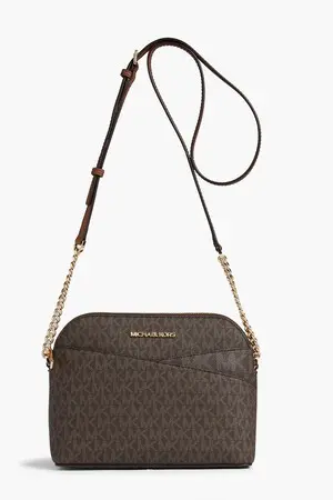 Michael Kors Michael Michael Kors Jet Set Travel Logo Print Coated Canvas Shoulder Bag - Brown