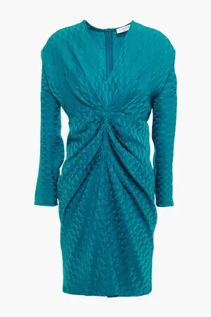Sandro Aney Pleated Satinjacquard Mini Dress - Petrol