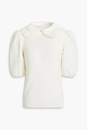 Ba&sh Swim Poplintrimmed Wool, Cotton And Cashmereblend Sweater - Ivory