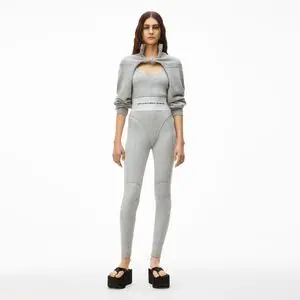 Alexander Wang Logo Elastic Jumpsuit In Ribbed Jersey